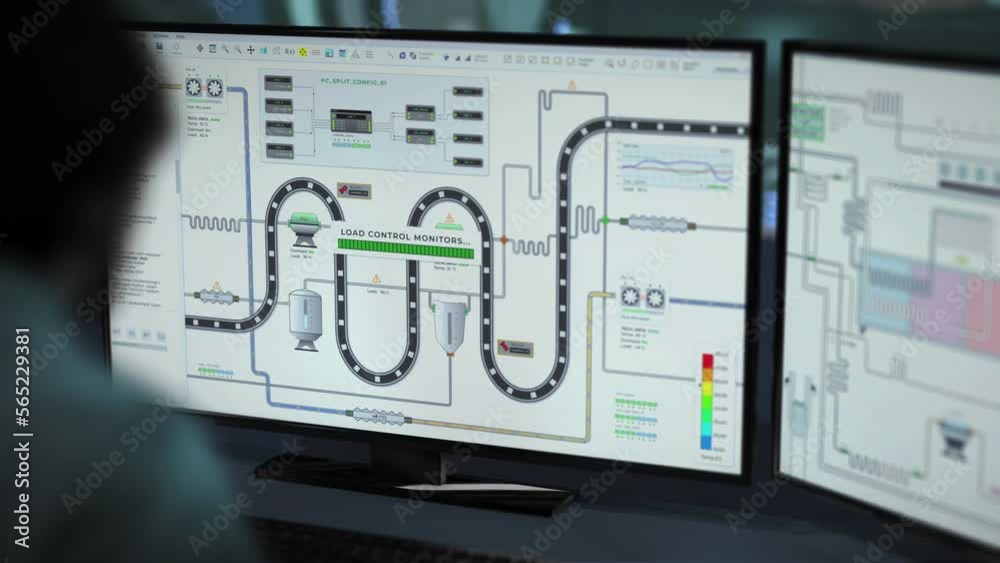 Control panel of the automated machine at the manufacturing plant ...
