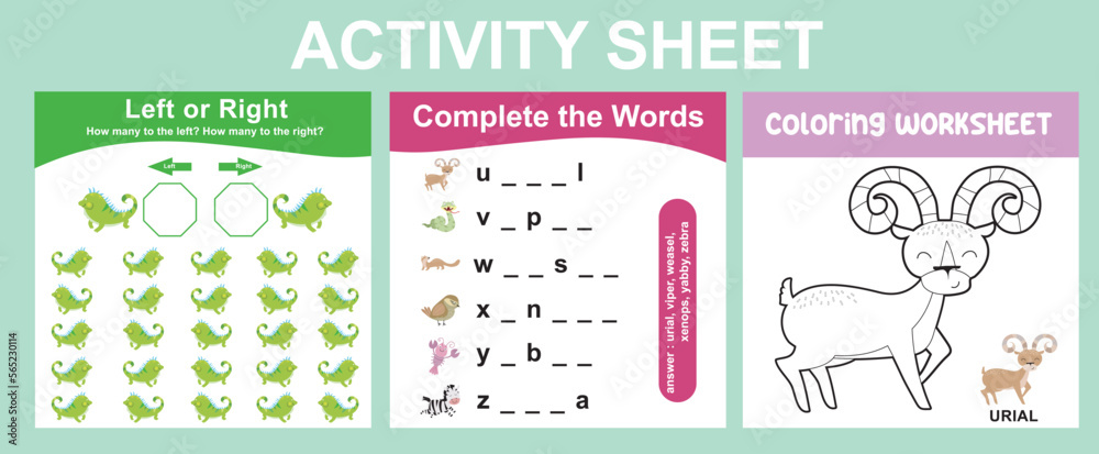 3 in 1 Activity kit for preschool and kindergarten kids with animal ...