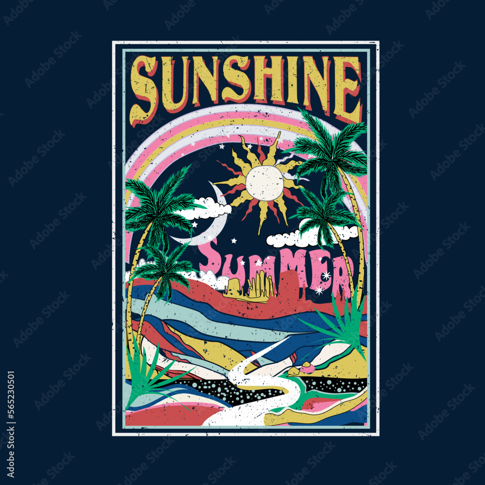 Girls Summer Beach Vector Graphic Long Beach Summer Vibes Hand Draw Summer Slogan With Beach