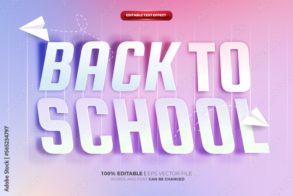 back to school Cut out paper cut 3d editable text effect Stock Vector ...