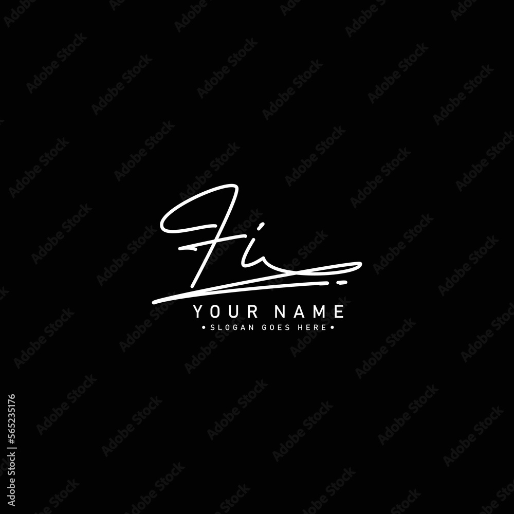 FI Simple Signature Logo - Handwritten Vector Template for F and I Logo ...