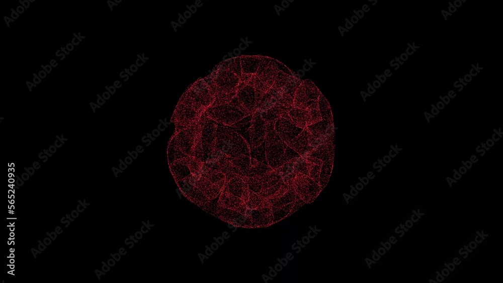 3d Abstract Alien Sphere On Black Background Object Consisting Of Red Flickering Particles
