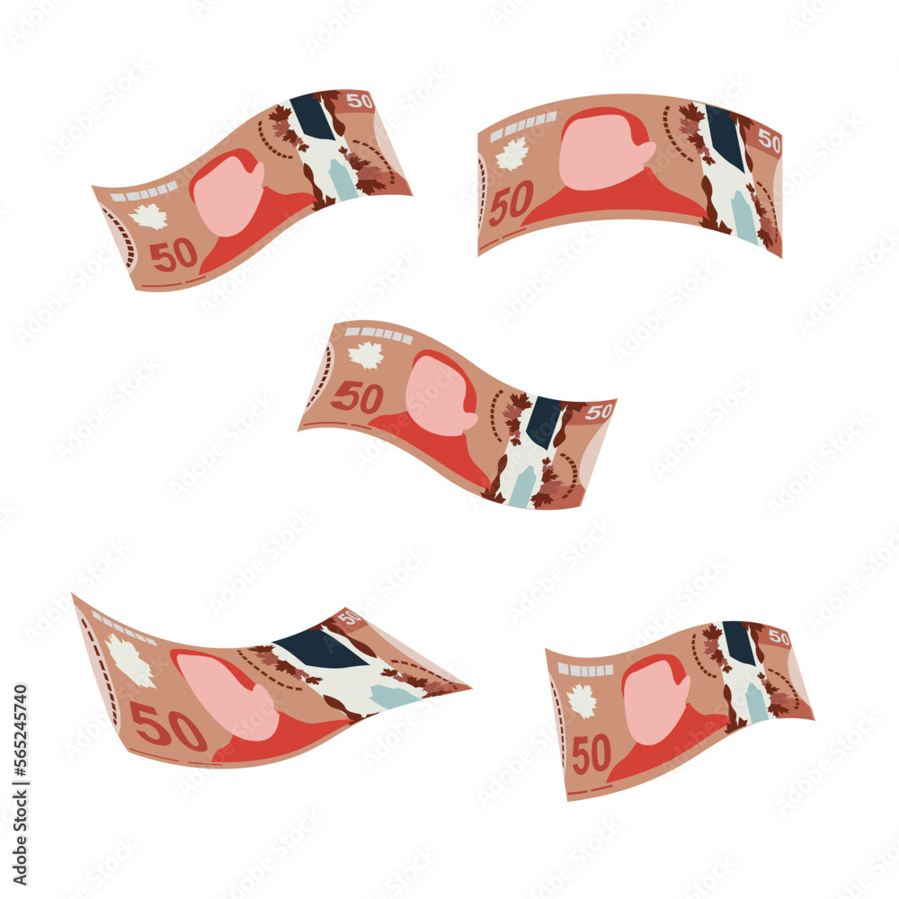 Canadian Dollar Vector Illustration. Canada money set bundle banknotes ...