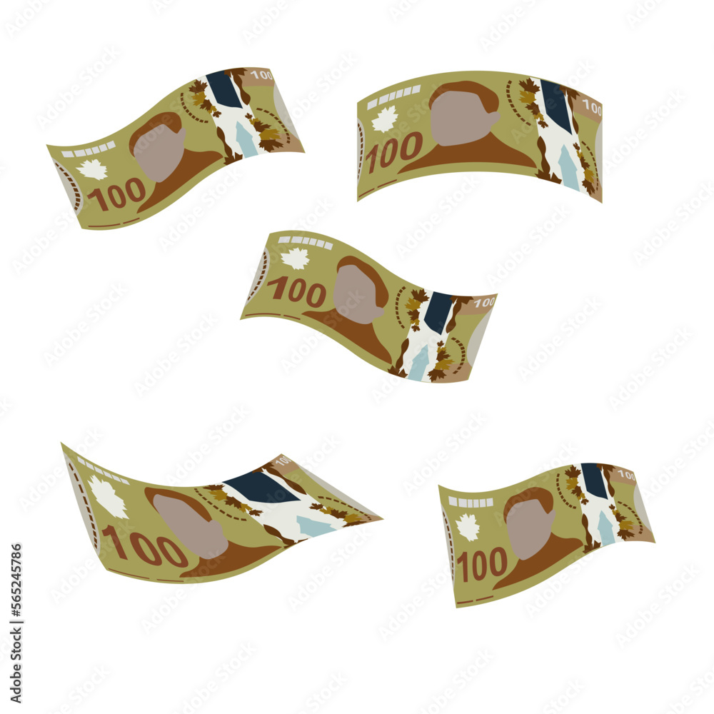 Canadian Dollar Vector Illustration. Canada money set bundle banknotes ...