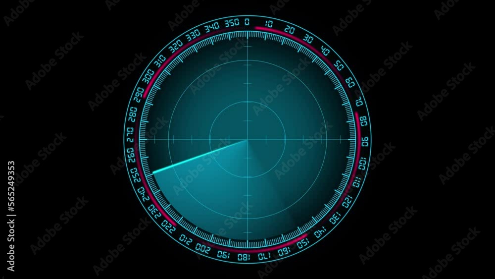 Vidéo Stock Radar HUD Screen Animation 4K, sonar radar screen searching ...