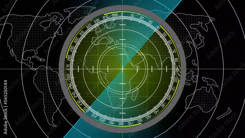 Vidéo Stock Radar HUD Screen Animation 4K, sonar radar screen searching ...