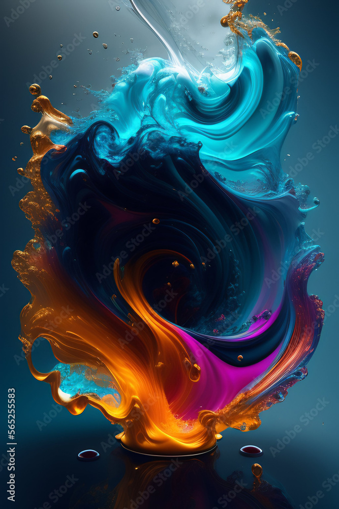 Abstract ink and paint digital concept art for flyers, brochures ...