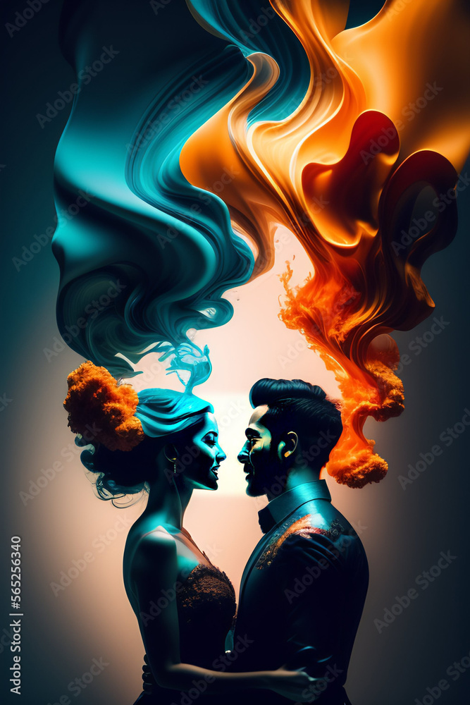 AI generated Abstract ink and paint digital concept art with human ...