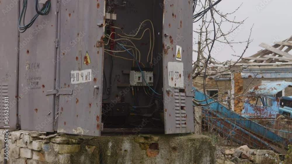 Ruined infrastructure, electrical transformer damaged by russian ...