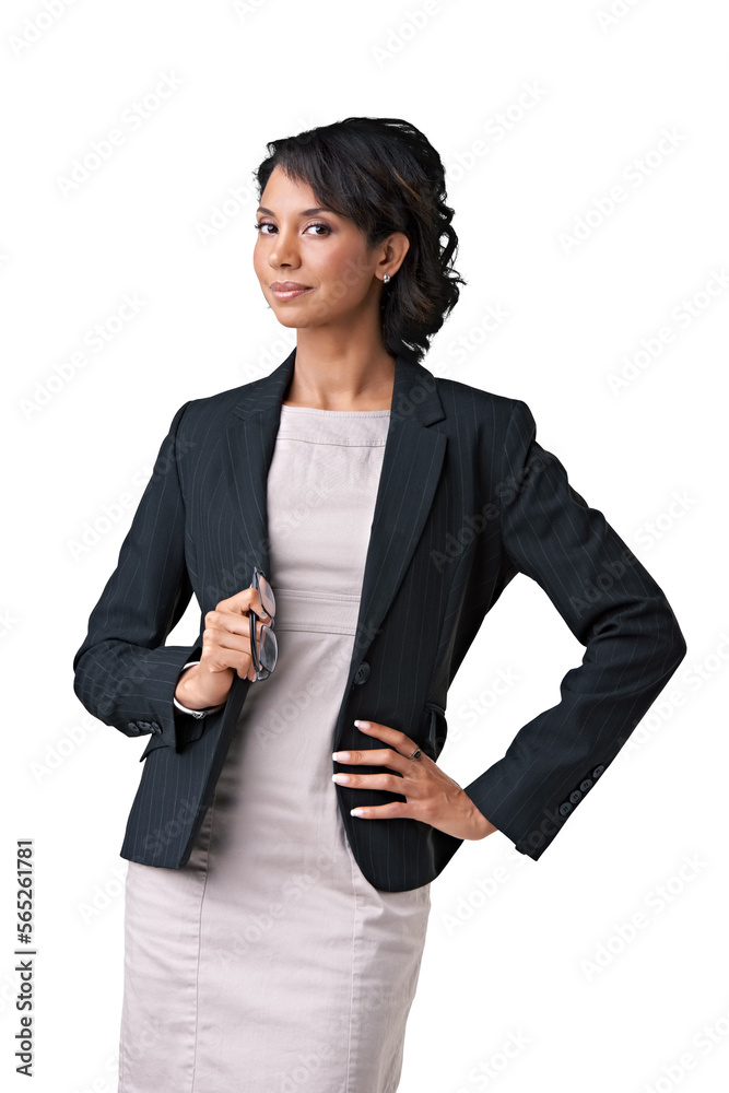 Portrait of an assertive businesswoman smiling and posing with her ...