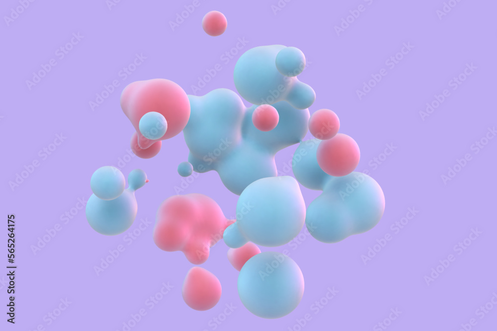 3D abstract liquid blobs on purple background. Concept of future ...