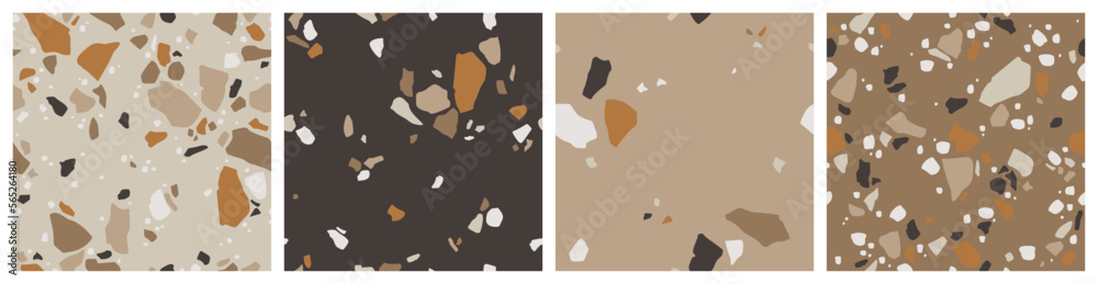 Collection of seamless patterns, terrazzo background set, the repeating ...