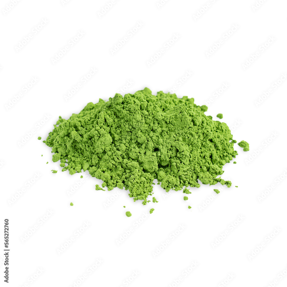 Heap of organic healthy matcha ground powder of green tea leaves which ...