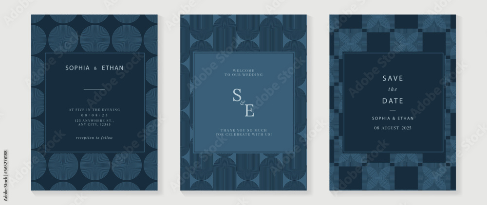 Luxury wedding invitation card background vector set. Abstract ...