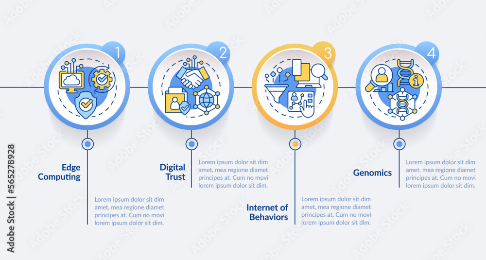 Information technology trends circle infographic template. Progress ...