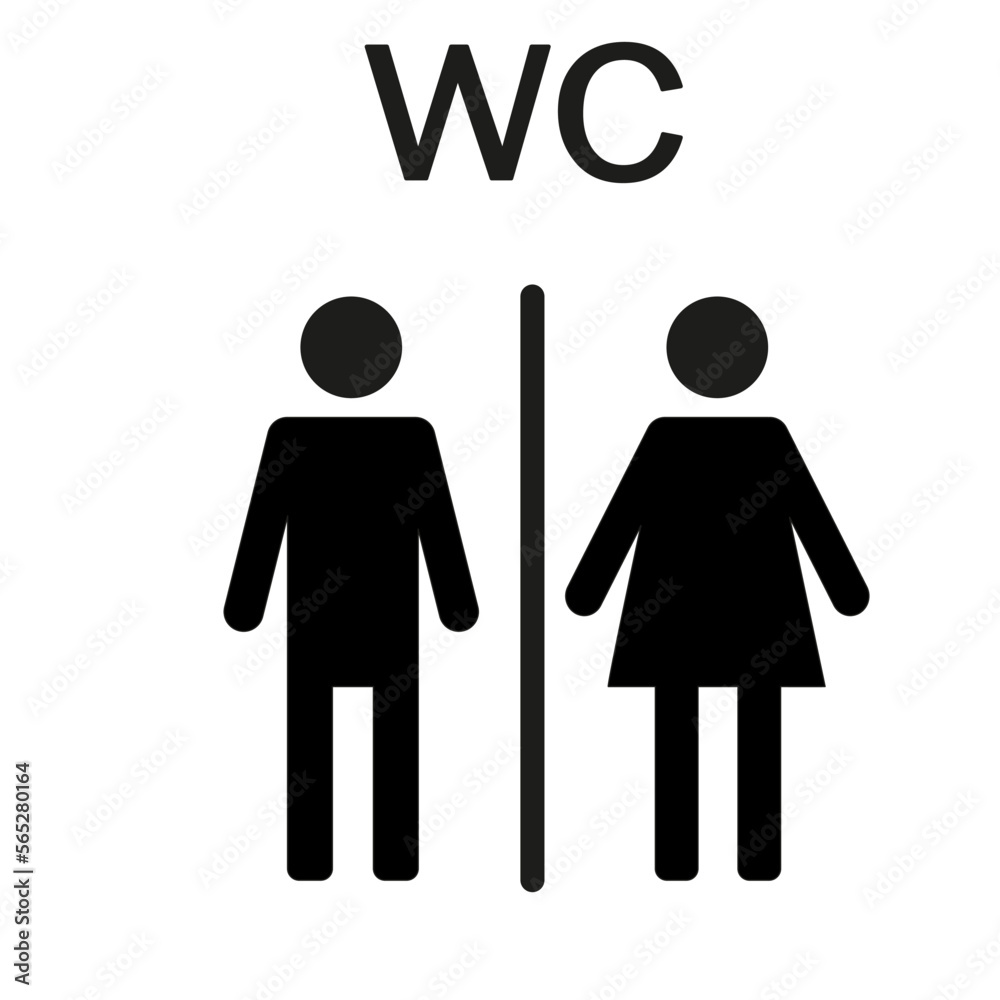 WC wayfinding vector illustration icons. Toilet male and female gender ...