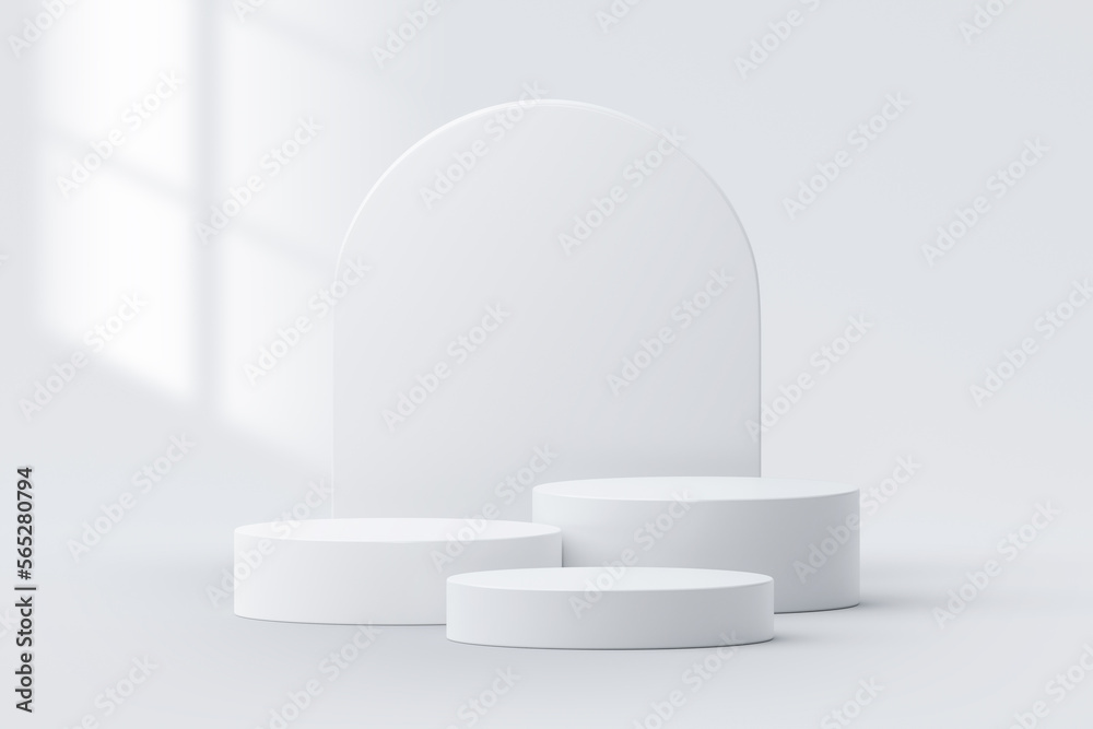 White podium 3d background stage platform blank show product display ...