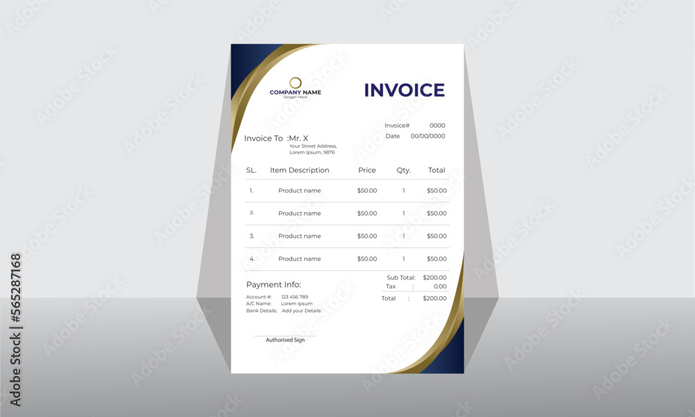Business invoice form template design, luxury Invoicing quotes design ...