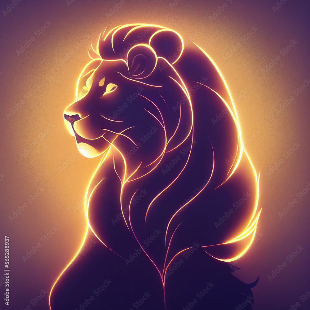 lion Light Sculpture illustrator art Generative AI Content by ...