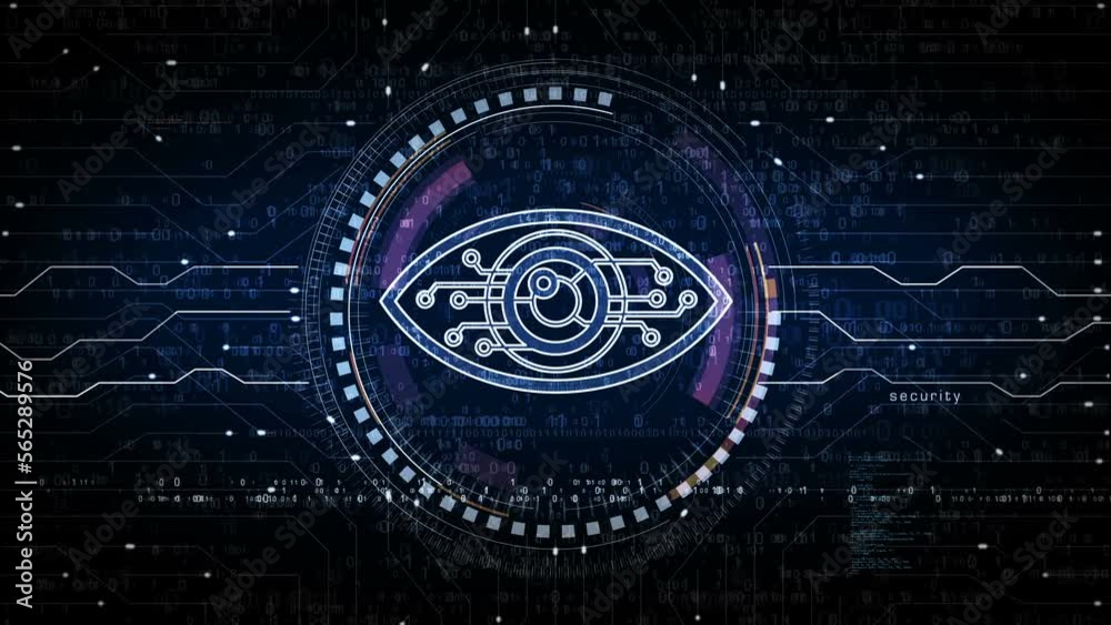 Cyber eye espionage big brother hacking spy and intelligence symbol ...