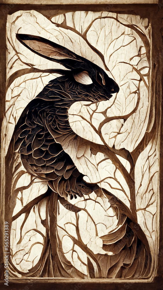 mid-autumn festival rabbit carving illustration art Generative AI ...