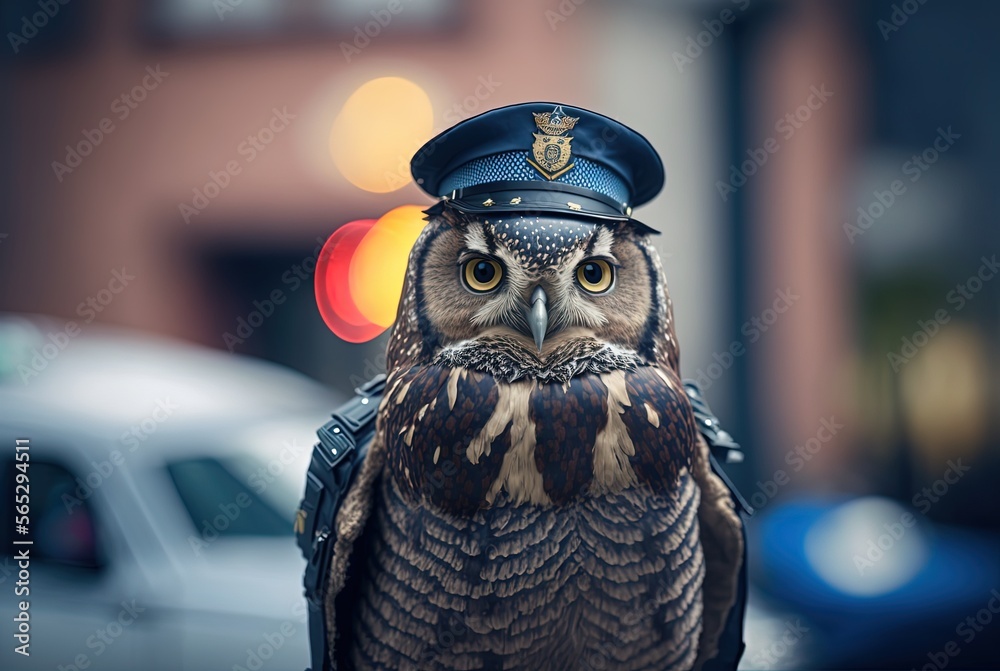 character design illustration of an owl wearing police officer uniform ...