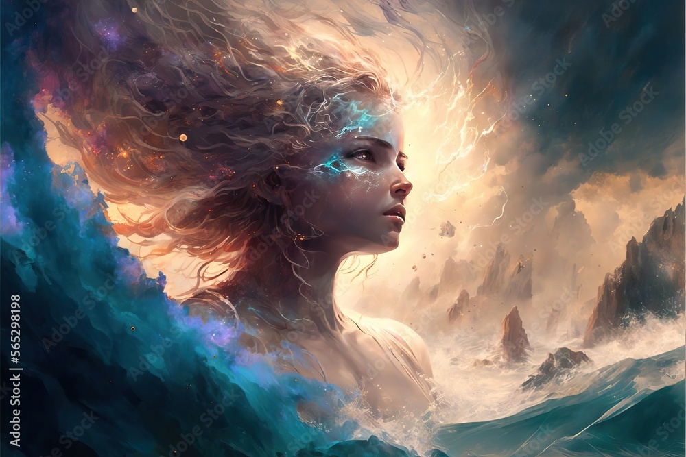 4K resolution or higher, Angelarium greek goddess dissolving into in ...