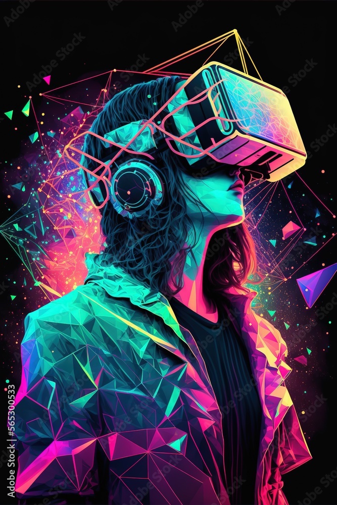A person with advanced technology parts as vr visors and gadgets in ...