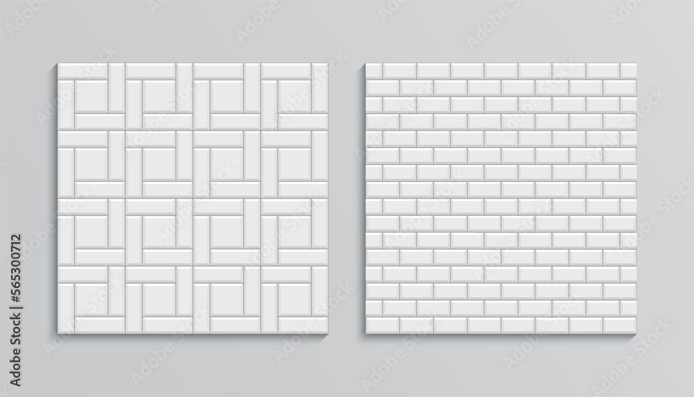 Slab pavement texture. Street double pattern. Paved seamless floor. Set ...
