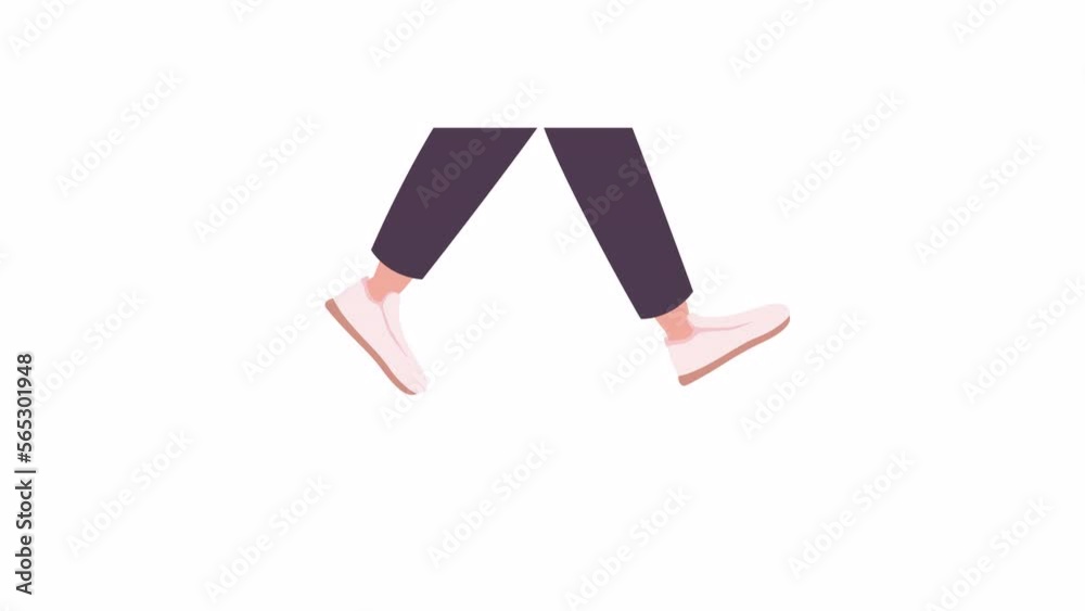 Animated forward walking feet. Wandering, strolling. Flat person legs ...