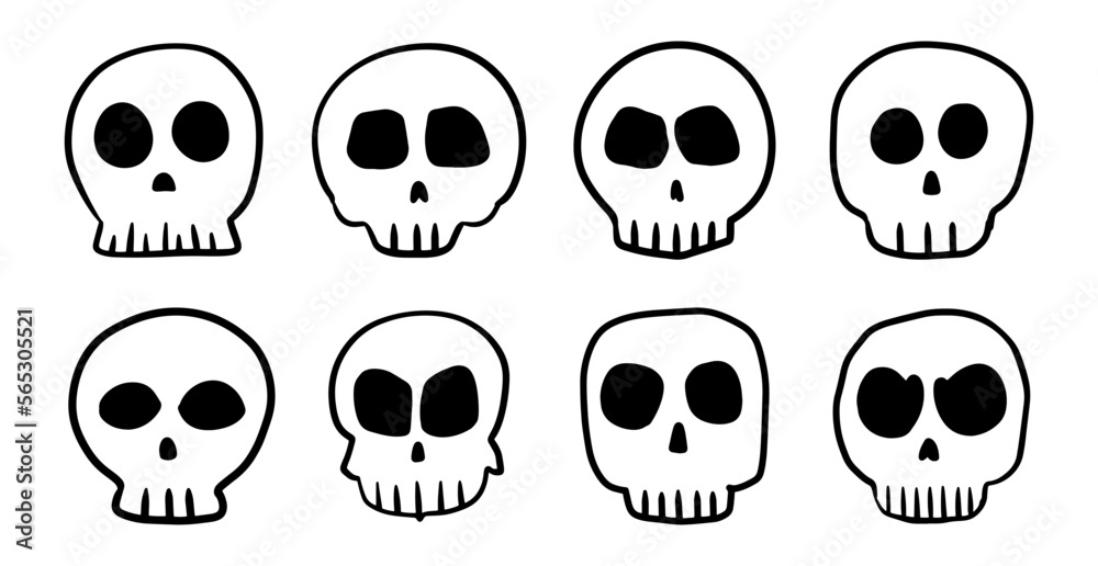 Skull line art design vector bundle collection. Hand drawn character ...