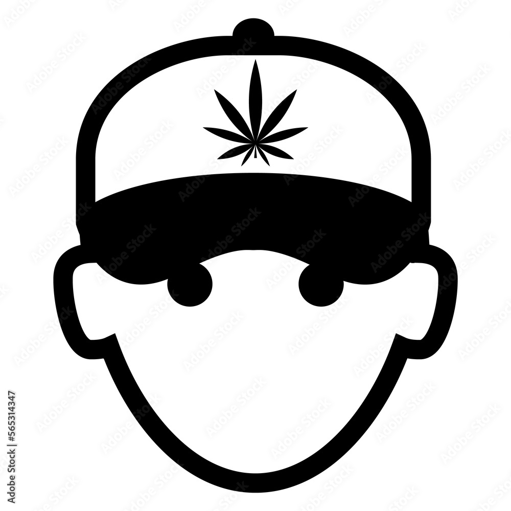 Icono avatar. Silueta aislada de cabeza de hombre con gorra de beisbol ...