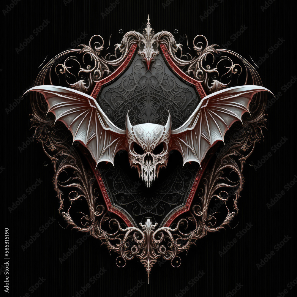 Bat Skull Logo Design - Generative AI Stock Illustration | Adobe Stock