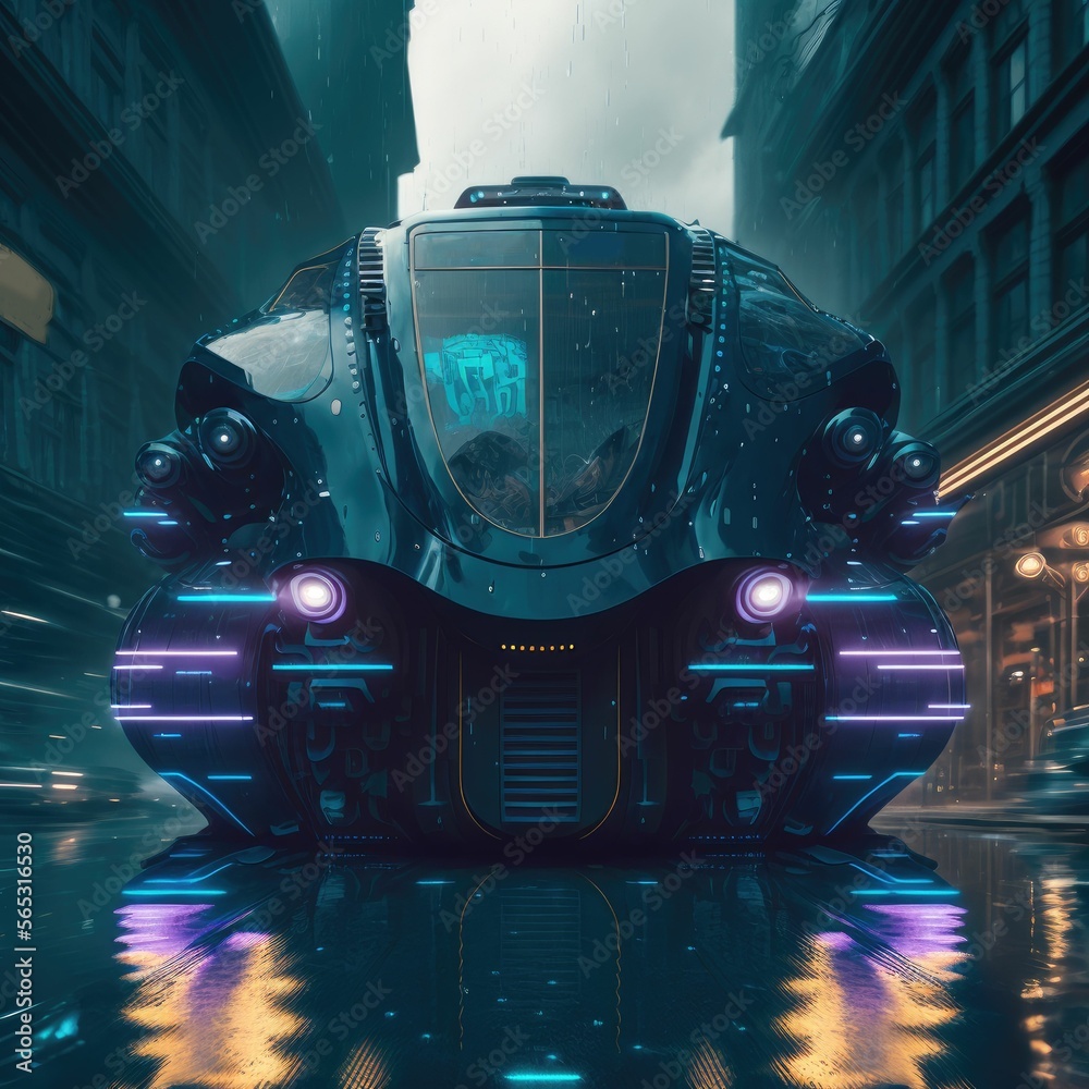 Futuristic public transport, vehicles with the new propulsion system ...