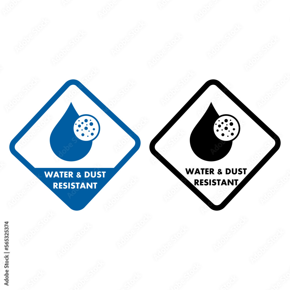 Water and dust resistant logo vector design. Suitable for product label ...