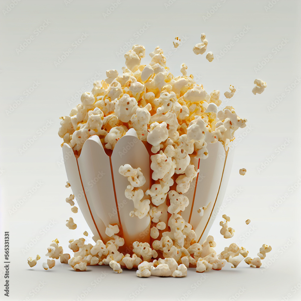 Popcorn in a bowl isolated with white background | Exposure of popcorn ...