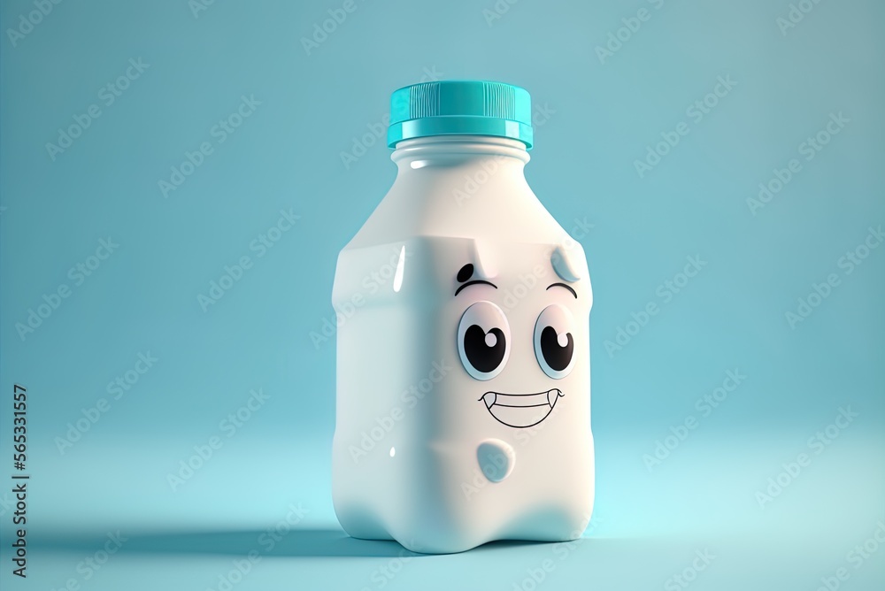 2nd expression of the white milk figure on a cyan backdrop A smiley ...