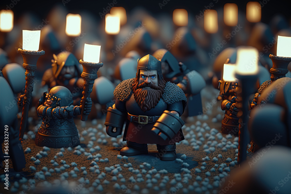 Dwarf fortress illustration, 3d voxel graphic render. Ai Generated ...