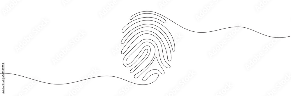 Linear drawing of a fingerprint. Continuous line drawing of biometric ...