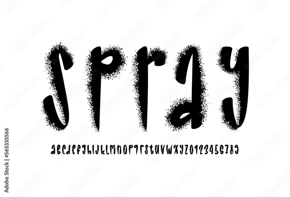 Spray graffiti font alphabet in the City street art style, sprayed ...