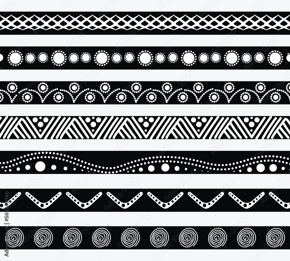 Black and white aboriginal pattern design Stock Vector | Adobe Stock