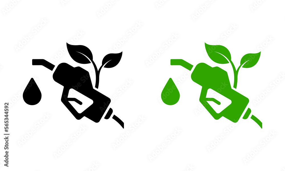 Ecology Gas Station Silhouette Icon Set. Petroleum Energy Pump. Eco ...
