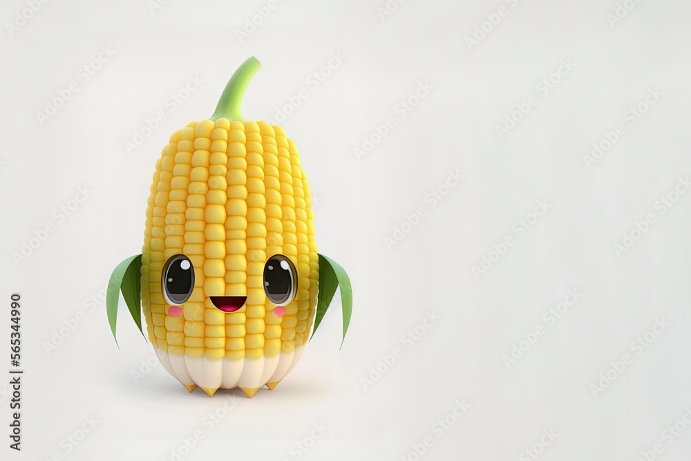 Cute corn isolated. Happy corn. Kawaii corn cartoon character. Funny ...