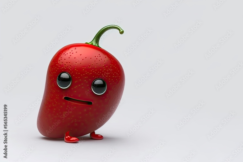 Cute red chili isolated. Happy chili. Kawaii red chili cartoon ...