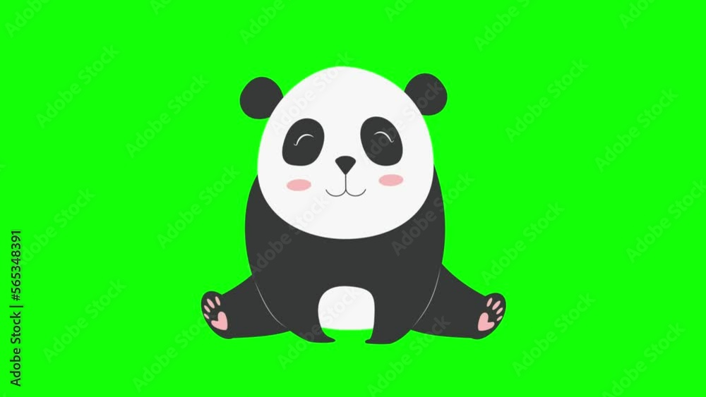 animated smiling panda with green screen chroma key background Stock ...