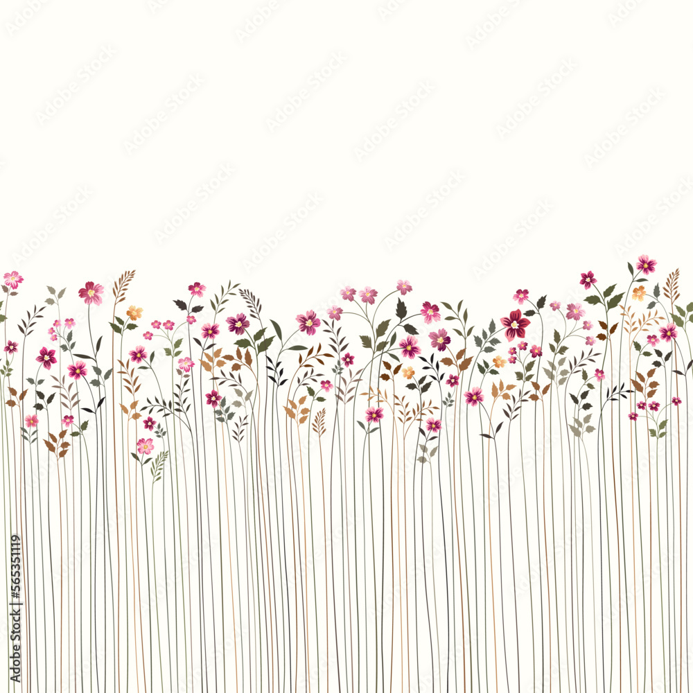 seamless floral border with meadow flowers Stock Vector | Adobe Stock