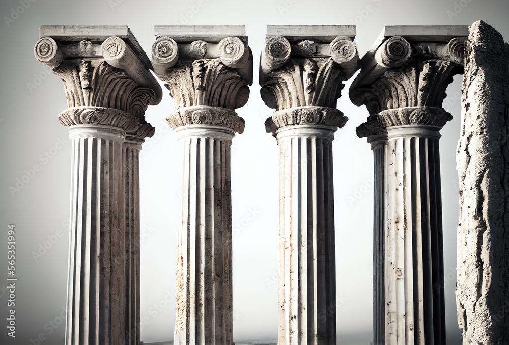 roman style columns with white background, generative ai Stock ...
