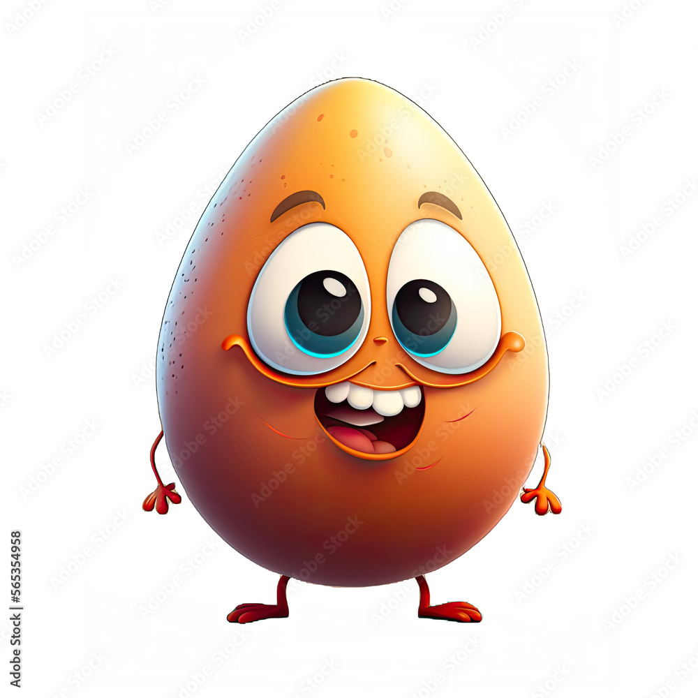 Cute egg cartoon character created using generative AI tools Stock ...