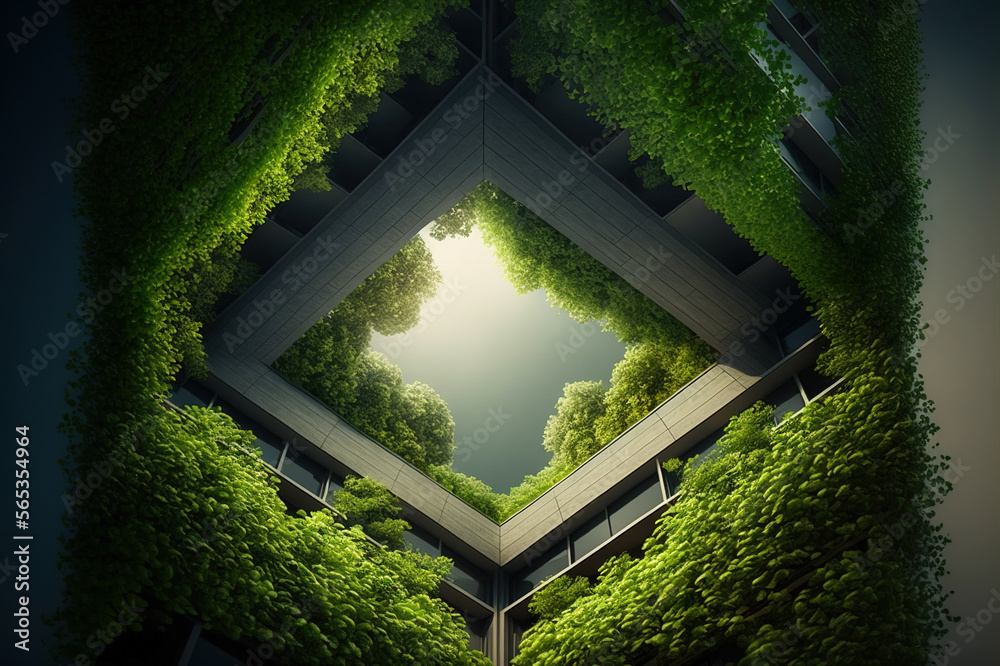 Eco-friendly green building with vertical garden design for ...