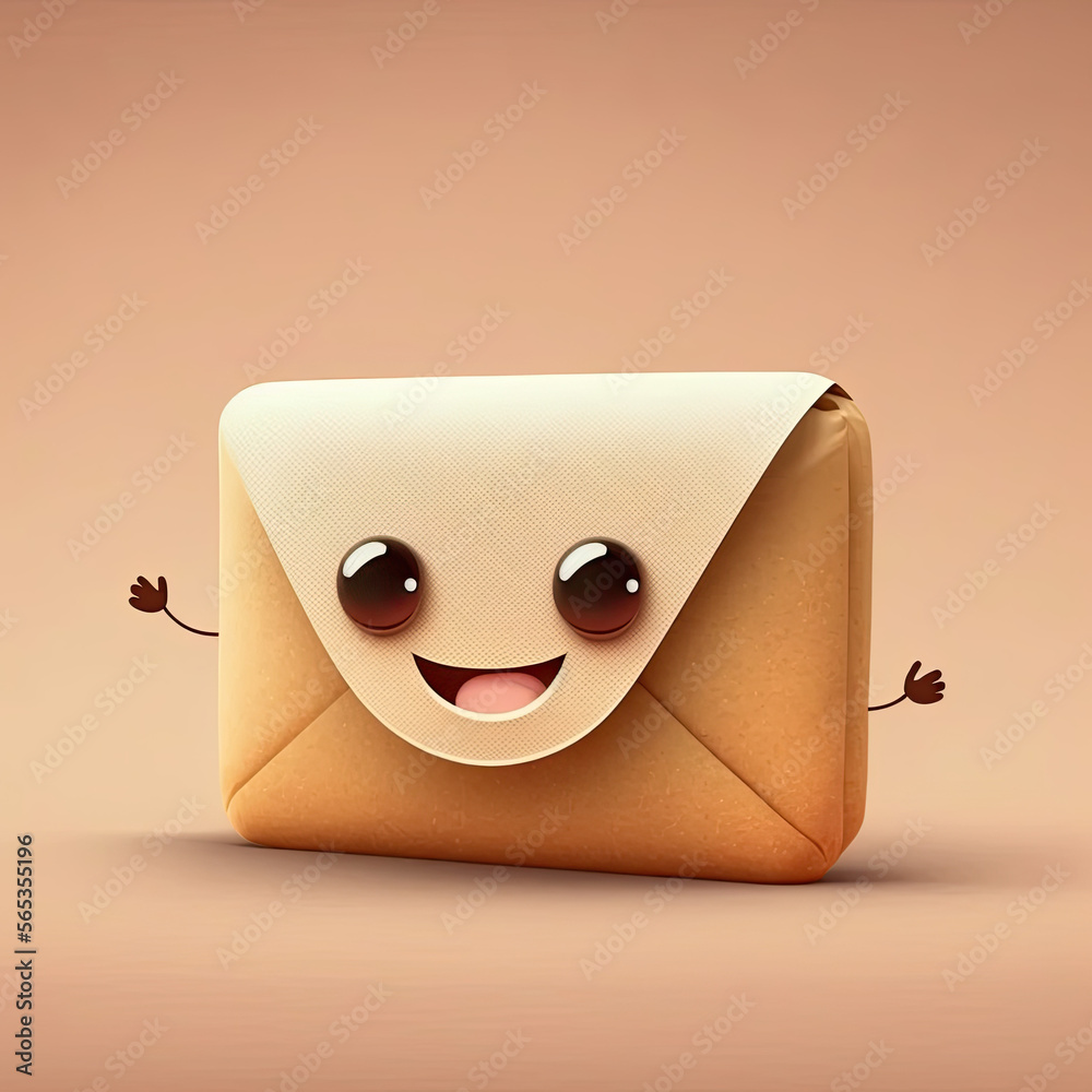 Cute envelope cartoon character created using generative AI tools Stock ...